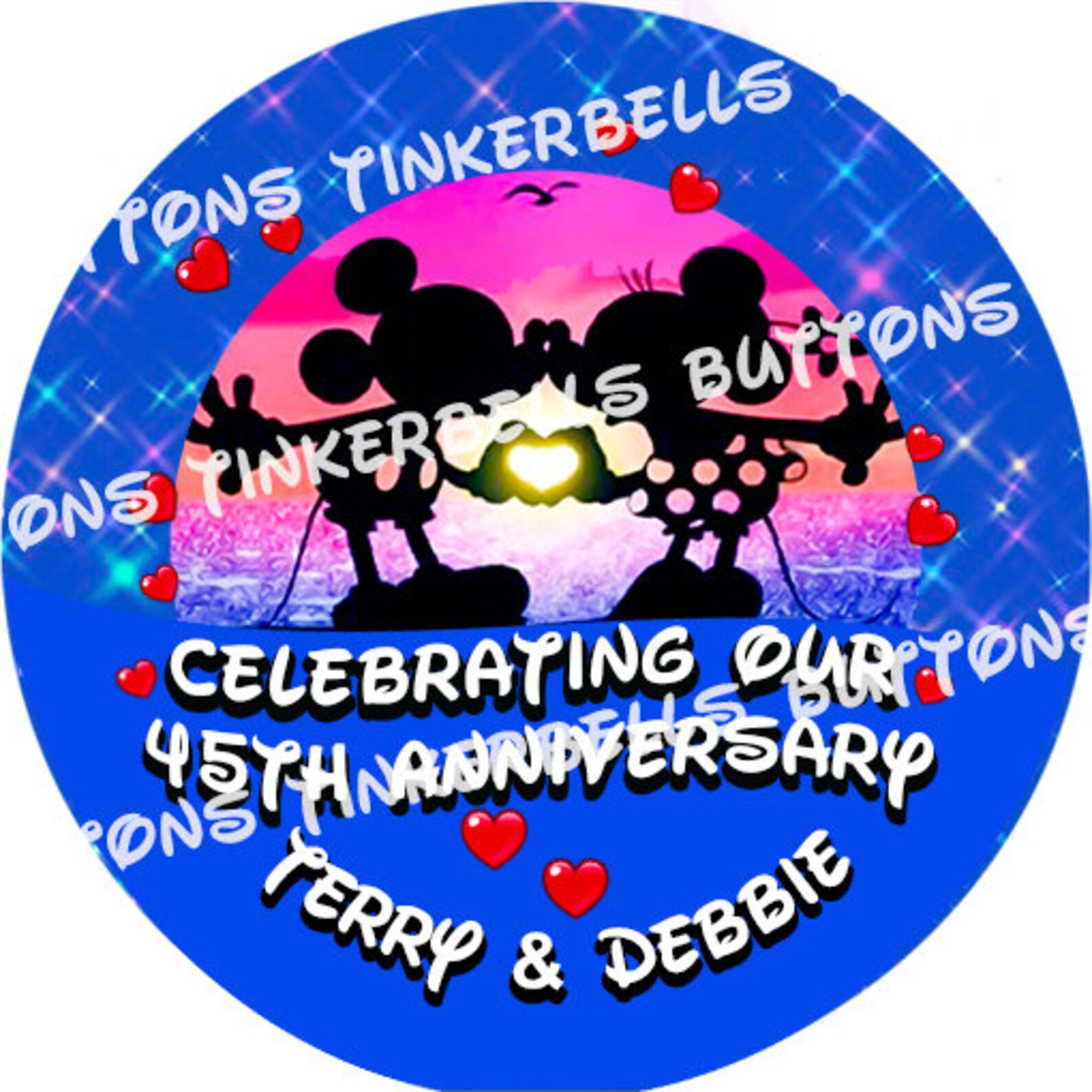 Disney Anniversary Buttons-disney Anniversary Pins-mickey and Minnie ...