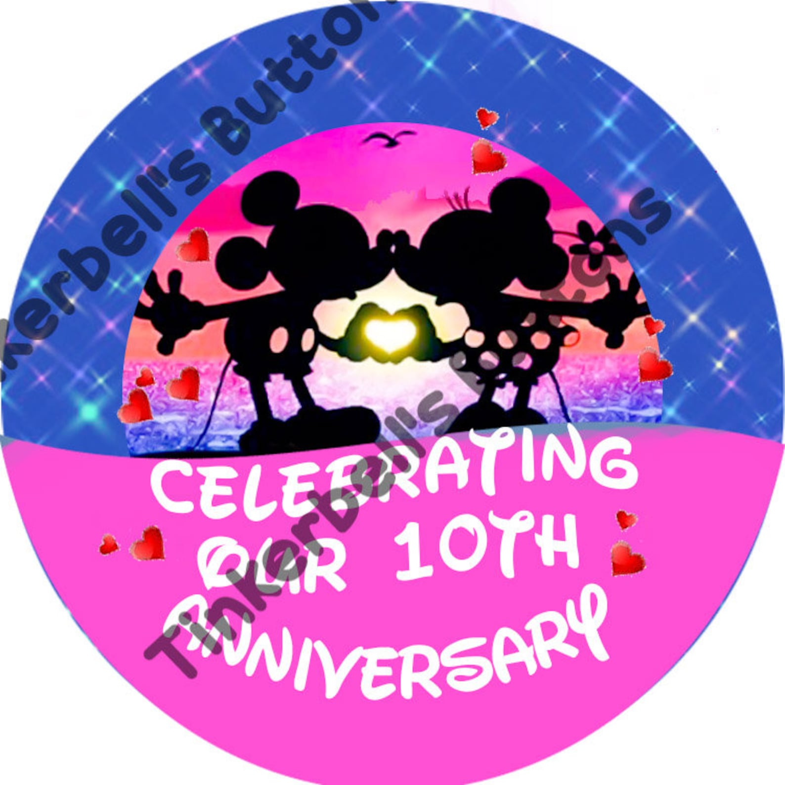 Disney Anniversary Buttons-disney Anniversary Pins-mickey and Minnie ...