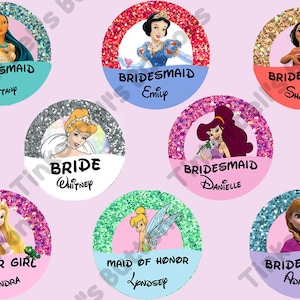 Disney Wedding Party Buttons-disney Bridesmaid Buttons-disney ...
