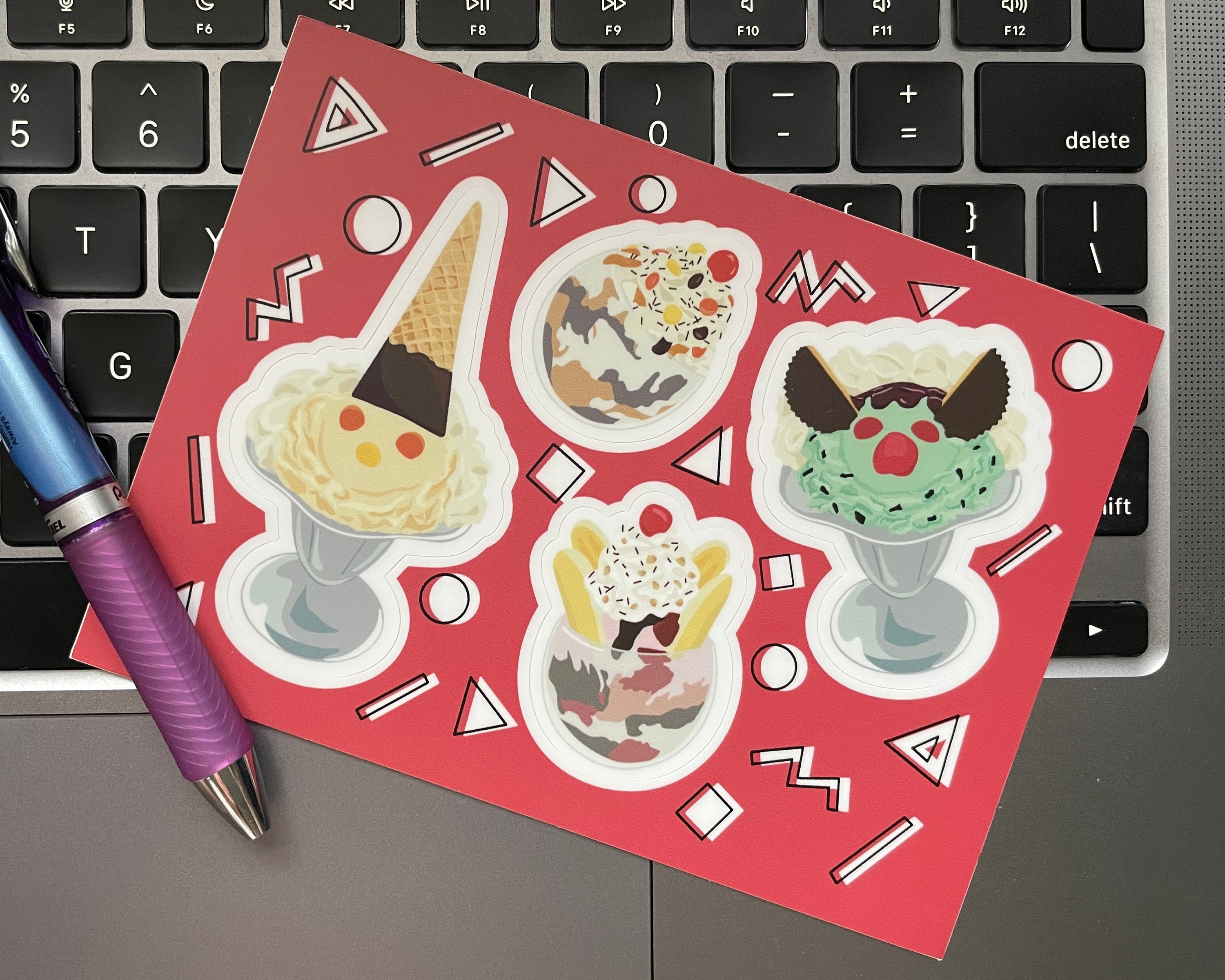 Nostalgic Ice Cream Sundaes Sticker Sheet Waterproof Vinyl - Etsy