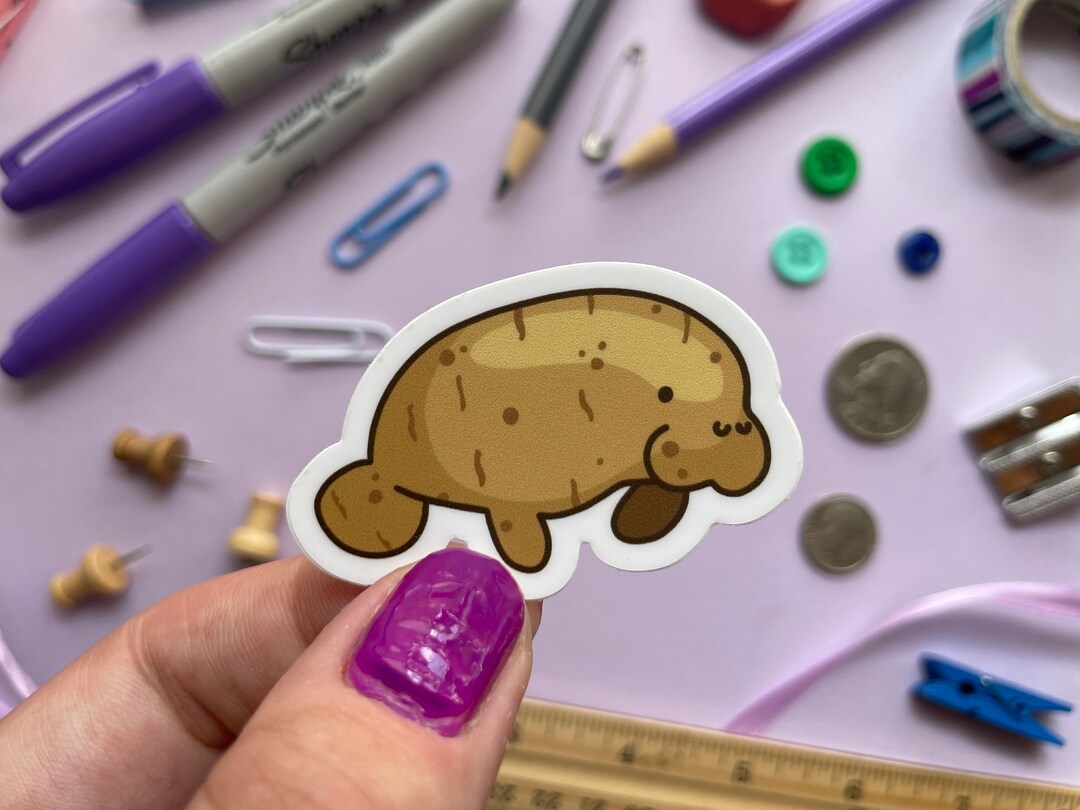 Floaty Potatotee Sticker | Manatee Sticker | Waterproof Vinyl Sticker ...