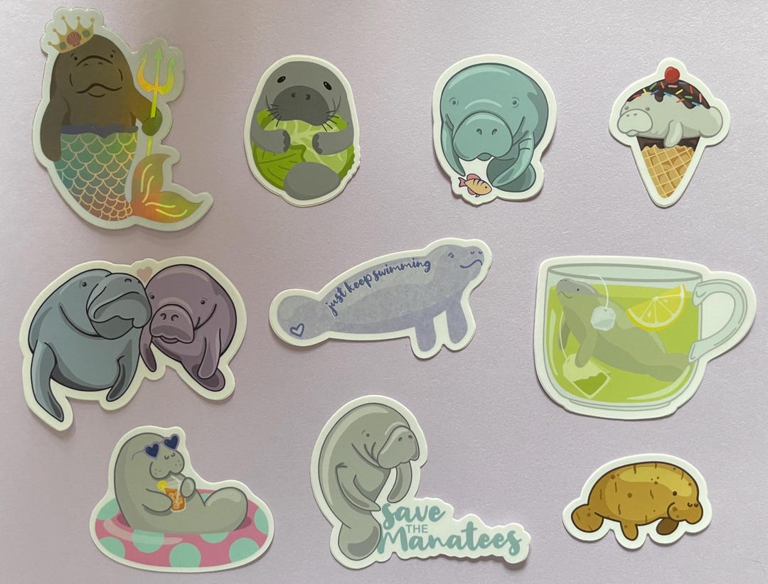 Ultimate Manatee Lover Sticker Pack (TEN Stickers) | Waterproof Vinyl ...