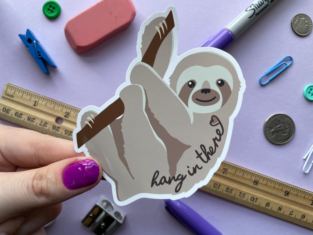 Hang in There Sloth Static Cling | Vinyl Window Cling - Etsy