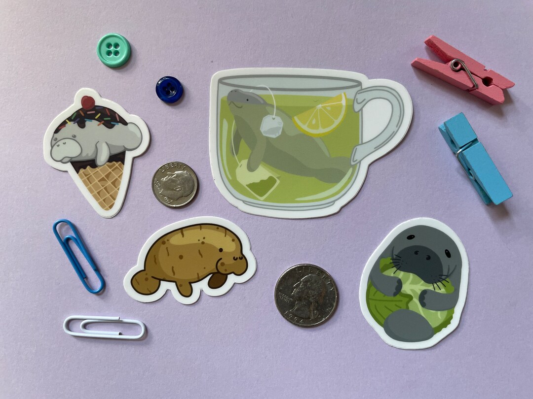 Manatee Munchies Sticker Pack (FOUR Stickers) | Waterproof Vinyl ...