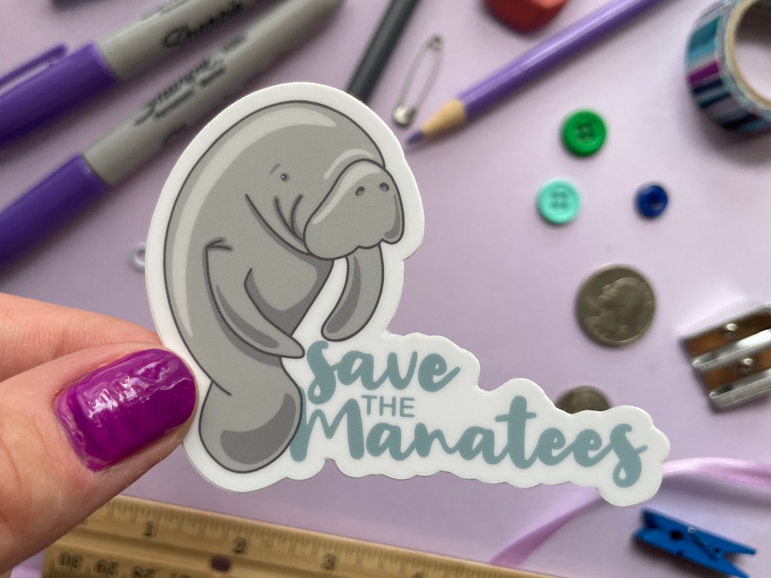 Save the Manatees Sticker | Waterproof Vinyl Sticker - Etsy