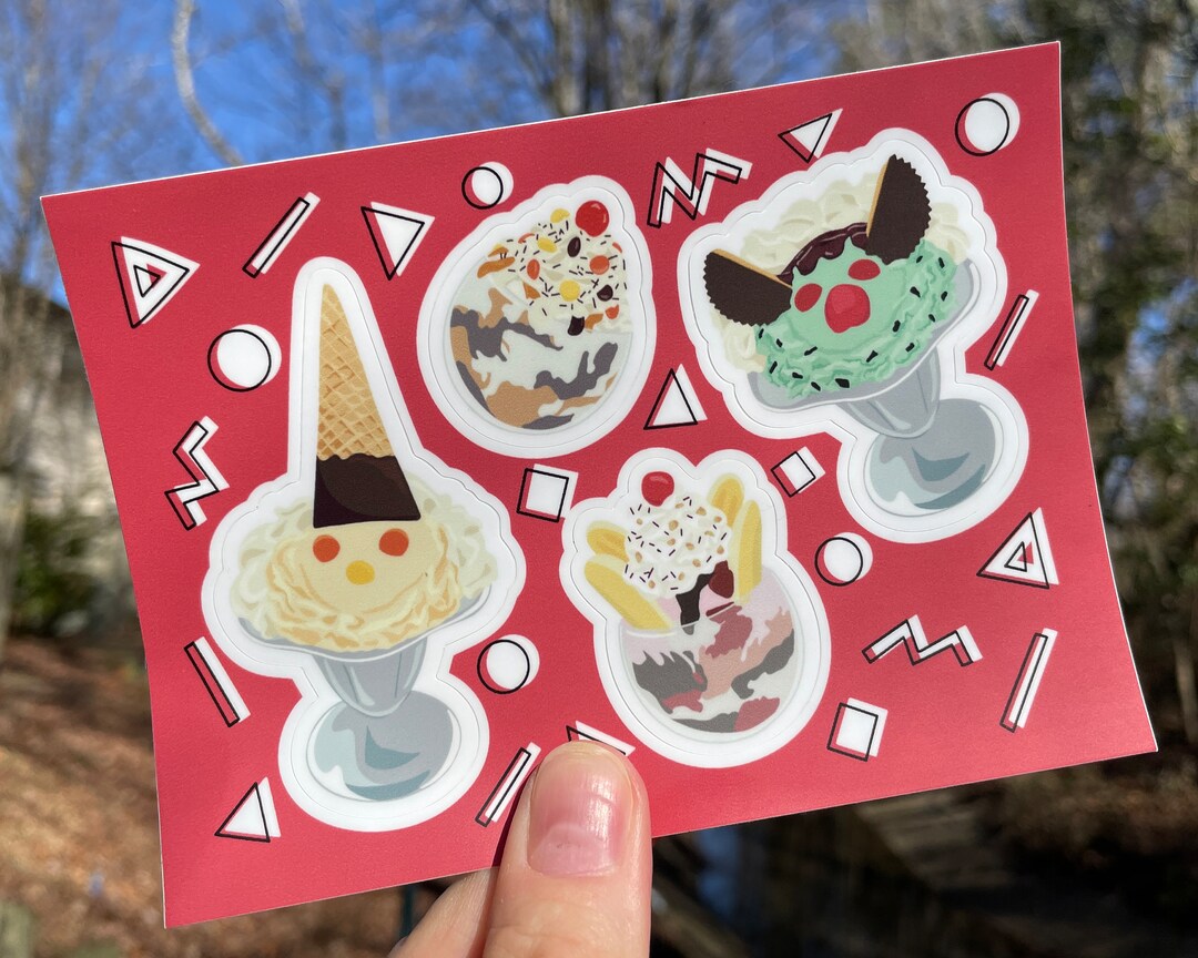 Nostalgic Ice Cream Sundaes Sticker Sheet Waterproof Vinyl - Etsy