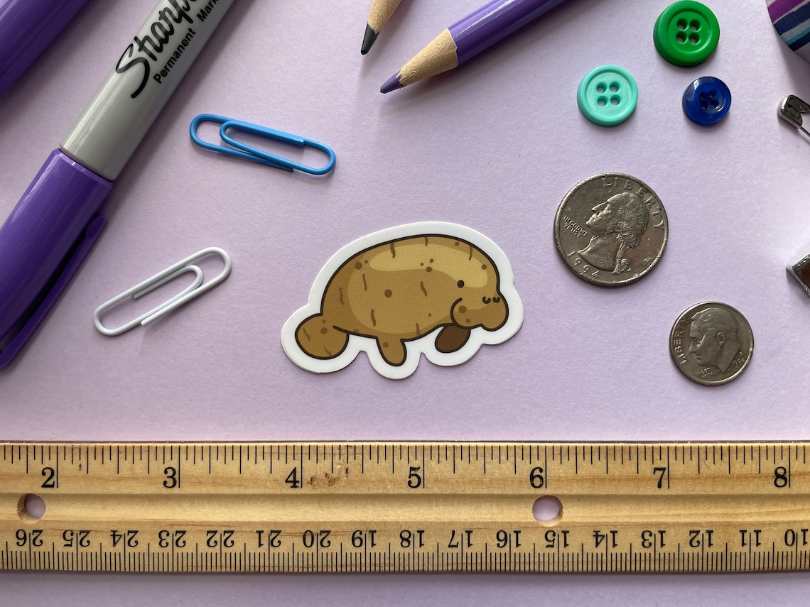 Floaty Potatotee Sticker | Manatee Sticker | Waterproof Vinyl Sticker ...