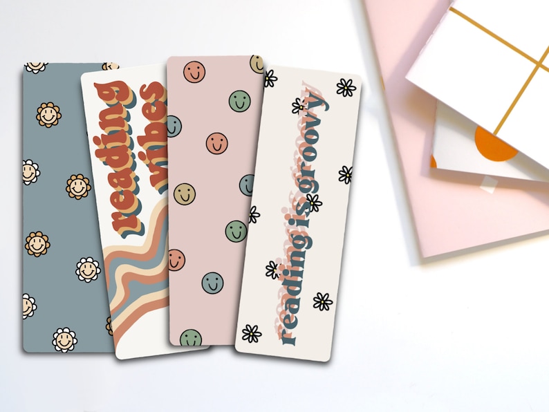 Printable Trendy Groovy Bookmarks, Cute Bookmarks for Reading, Bookish ...