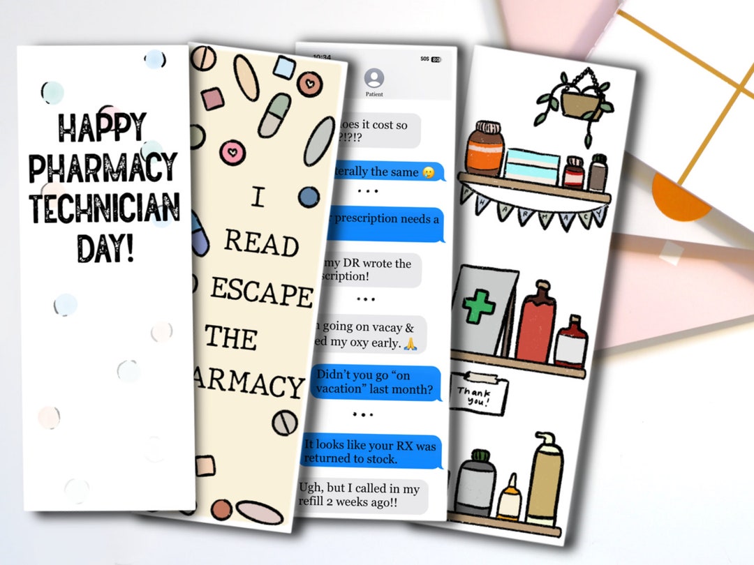 Printable Pharmacy Technician Bookmarks, Cute Bookmarks for Reading, Bookish, Gifts, Whimsical ...