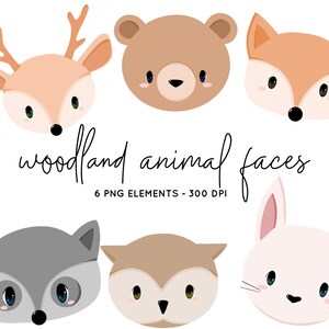 Cute Woodland Animal Faces Clipart | Digital Instant Download PNG ...