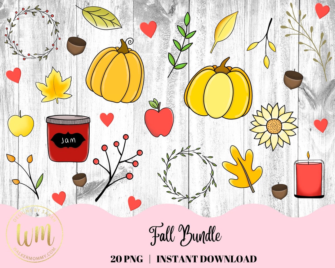Fall Bundle Clip Art Instant Digital Download Autumn Home Decor PNG ...