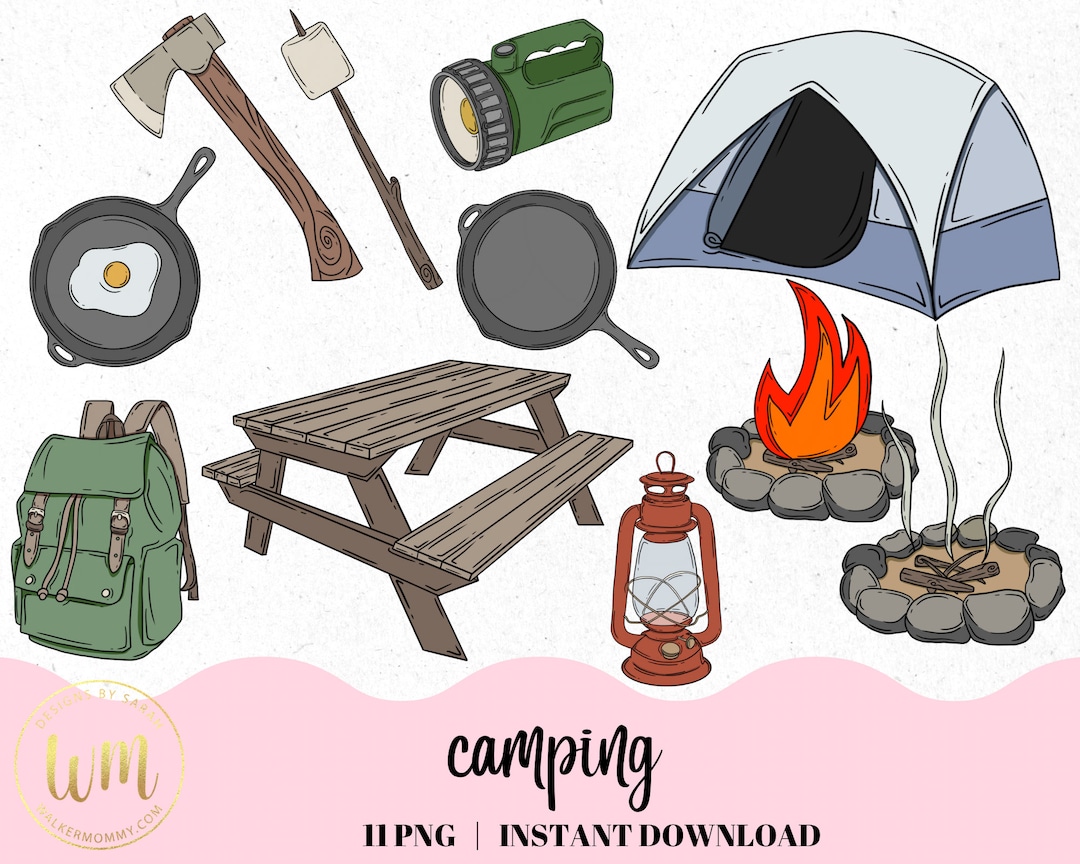 Camping Clipart | Botanical, Nature Images, Cute Tent Picnic ...