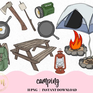 Camping Clipart | Botanical, Nature Images, Cute Tent Picnic ...