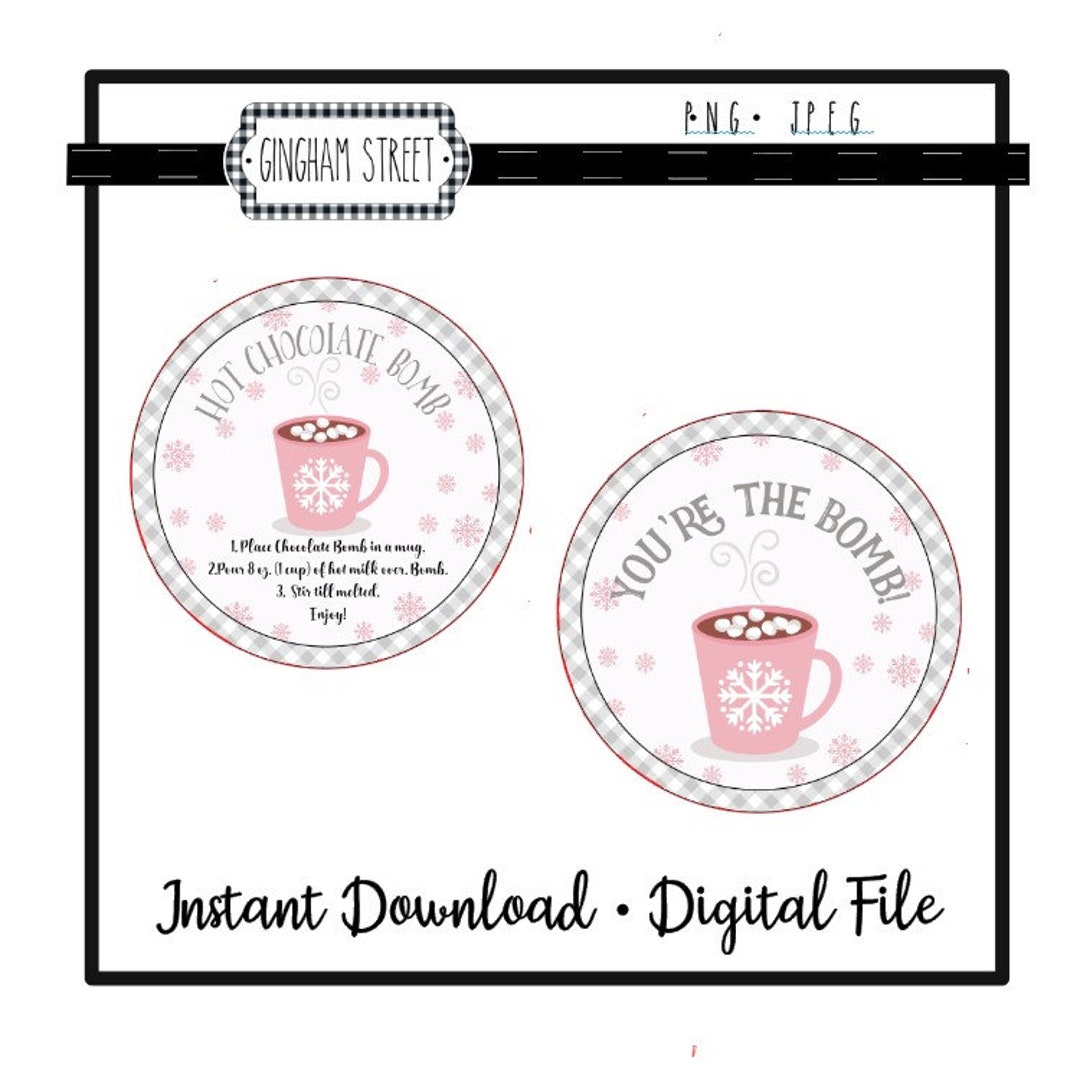 Hot Chocolate Bomb Gift Tag and Instructions Digital Clipart Instant ...
