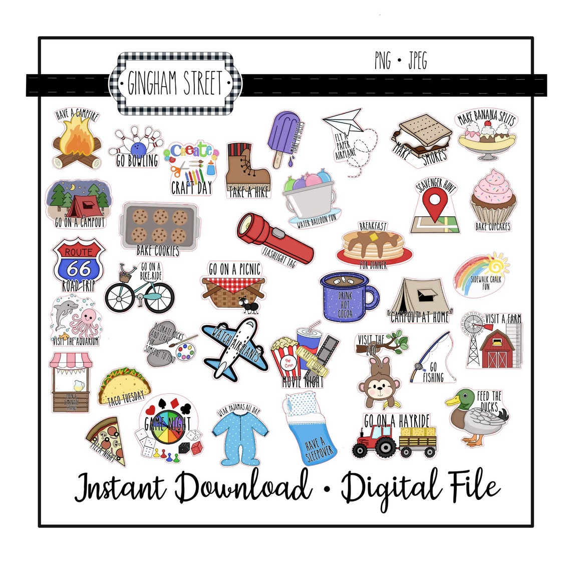 Bucket List Digital Planner Stickers PNG JEPG Printable - Etsy