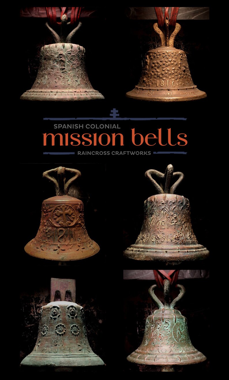10 Large Old Mission Bell, Vintage Antique Spanish Colonial Style ...