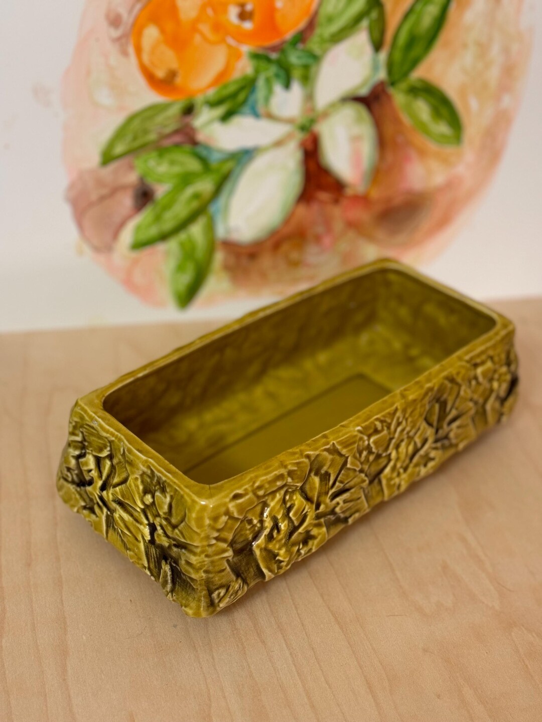 Vintage INARCO E-2462 Ceramic Avocado Green Planter Box - Etsy