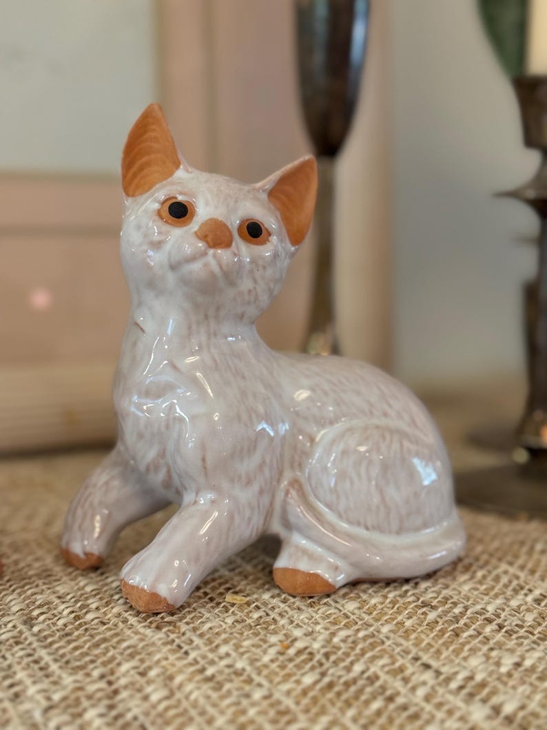 Vintage Red Clay Cat Figurines - Etsy