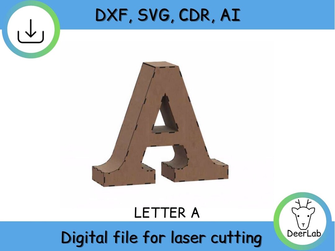 3D Letter, A, Project for Laser Cut - Cnc Files (DXF / SVG / Ai / CDR ...