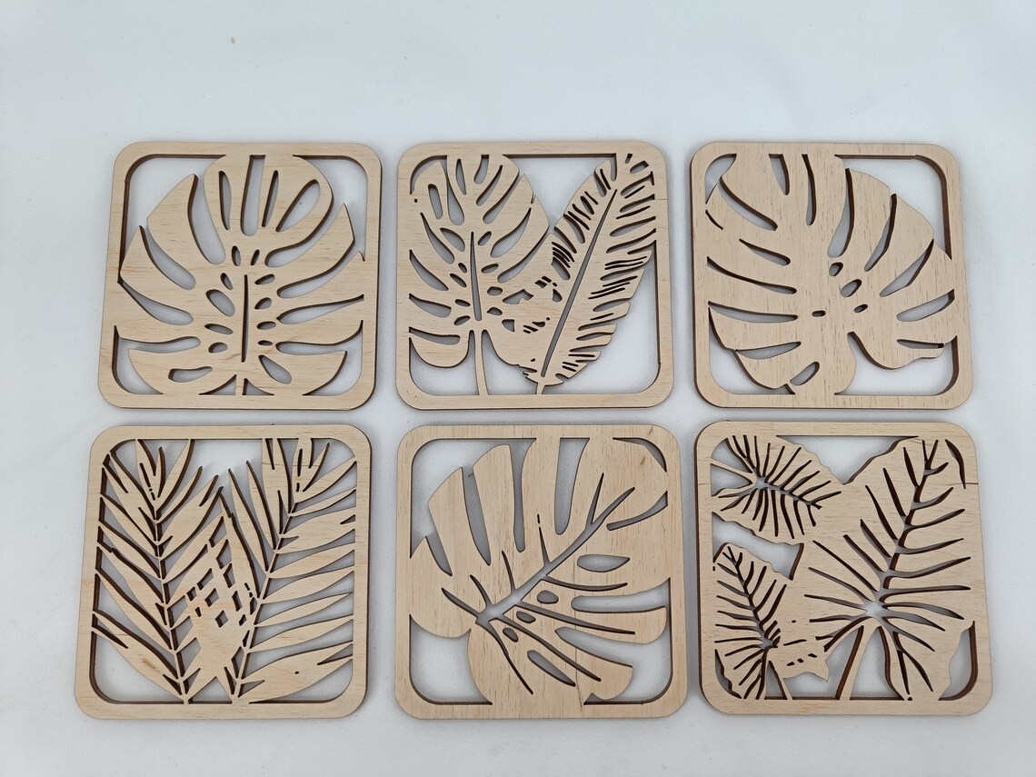 Monstera Leaf Coaster Laser Cut Files SVG, DXF, CDR, Vector Plans ...