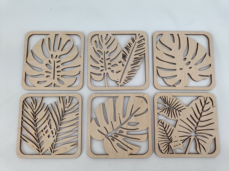 Monstera Leaf Coaster Laser Cut Files SVG, DXF, CDR, Vector Plans ...