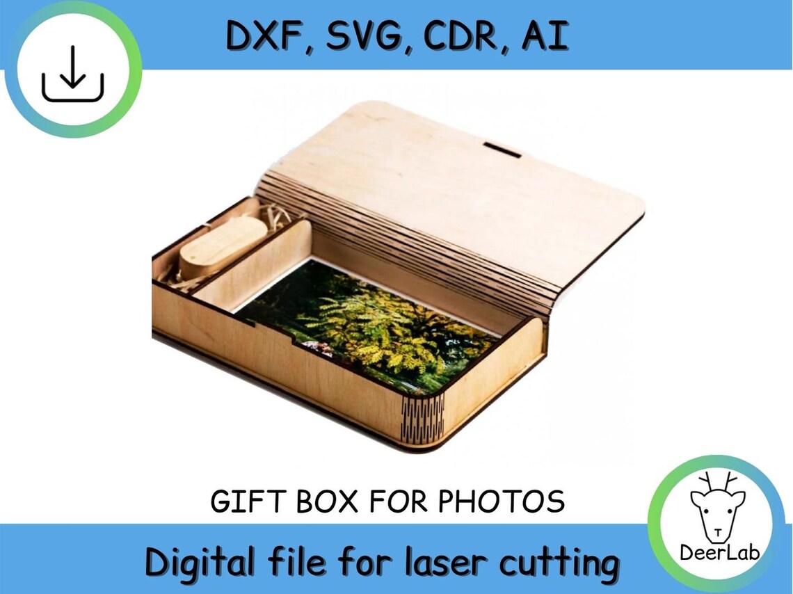 Photo USB Box Vector, Wedding Box for Photo and USB Flash Drive, Box ...