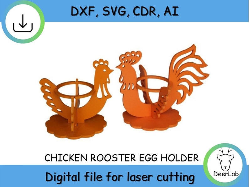 Egg Stand, Easter Chicken Rooster, Cnc From Plywood Digital File for ...