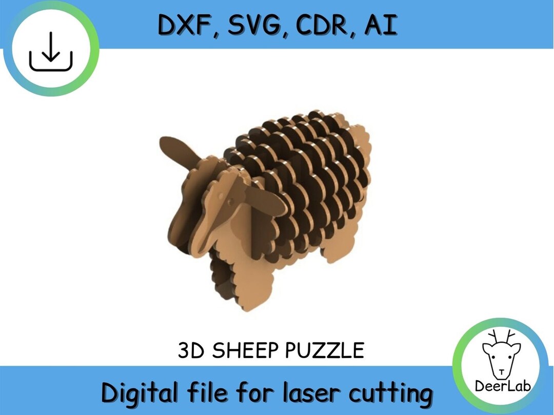 3D Sheep Puzzle, Sheep, Laser Cut, CNC Cutting, CNC Router, Digital ...