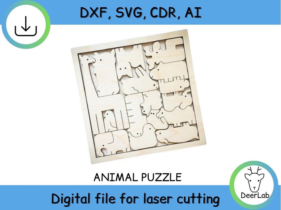 Puzzle Toy Animals Vector Cut File Jigsaw Puzzle Montessori - Etsy ...