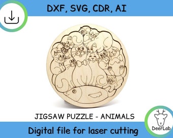 Puzzle Toy Animals Vector Cut File Jigsaw Puzzle Montessori | Etsy