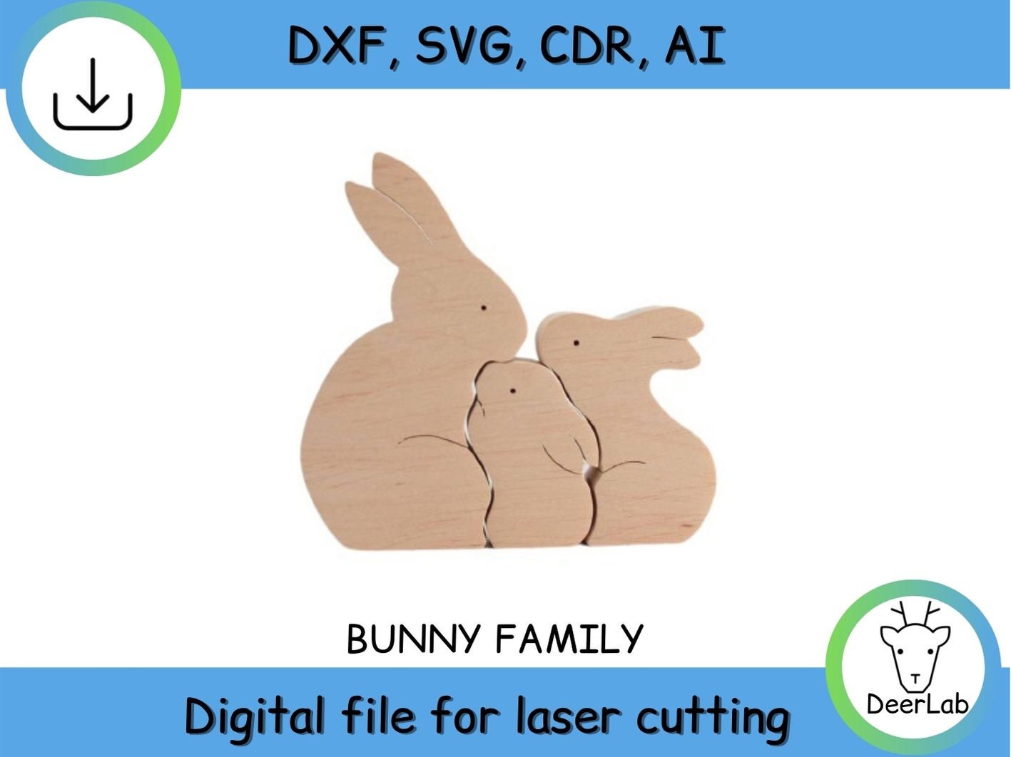 Cute Bunny,family, Rabbit SVG, DXF, CDR, Ai, Cut File for Silhouette ...