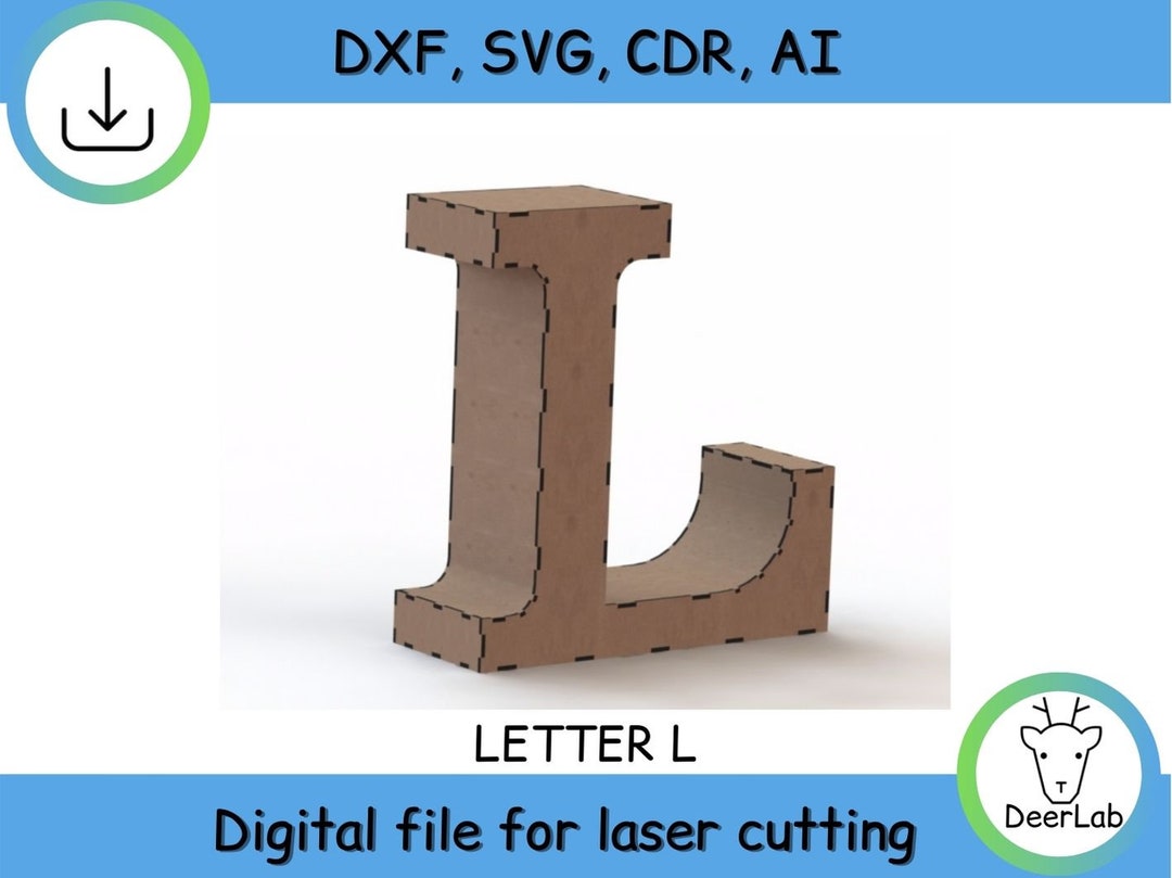 3D Letter, L, Project for Laser Cut - Cnc Files (DXF / SVG / Ai /CDR ...