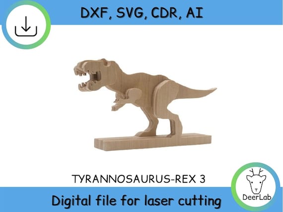 Laser cut Files SVG DXF CDR vector plans files Instant download T-Rex ...