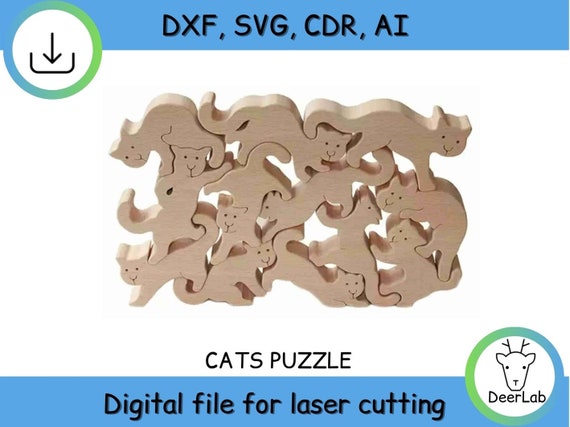 Cat Puzzle Wooden Toy Laser Cut Svg Dxf CNC Cutting CNC | Etsy Australia