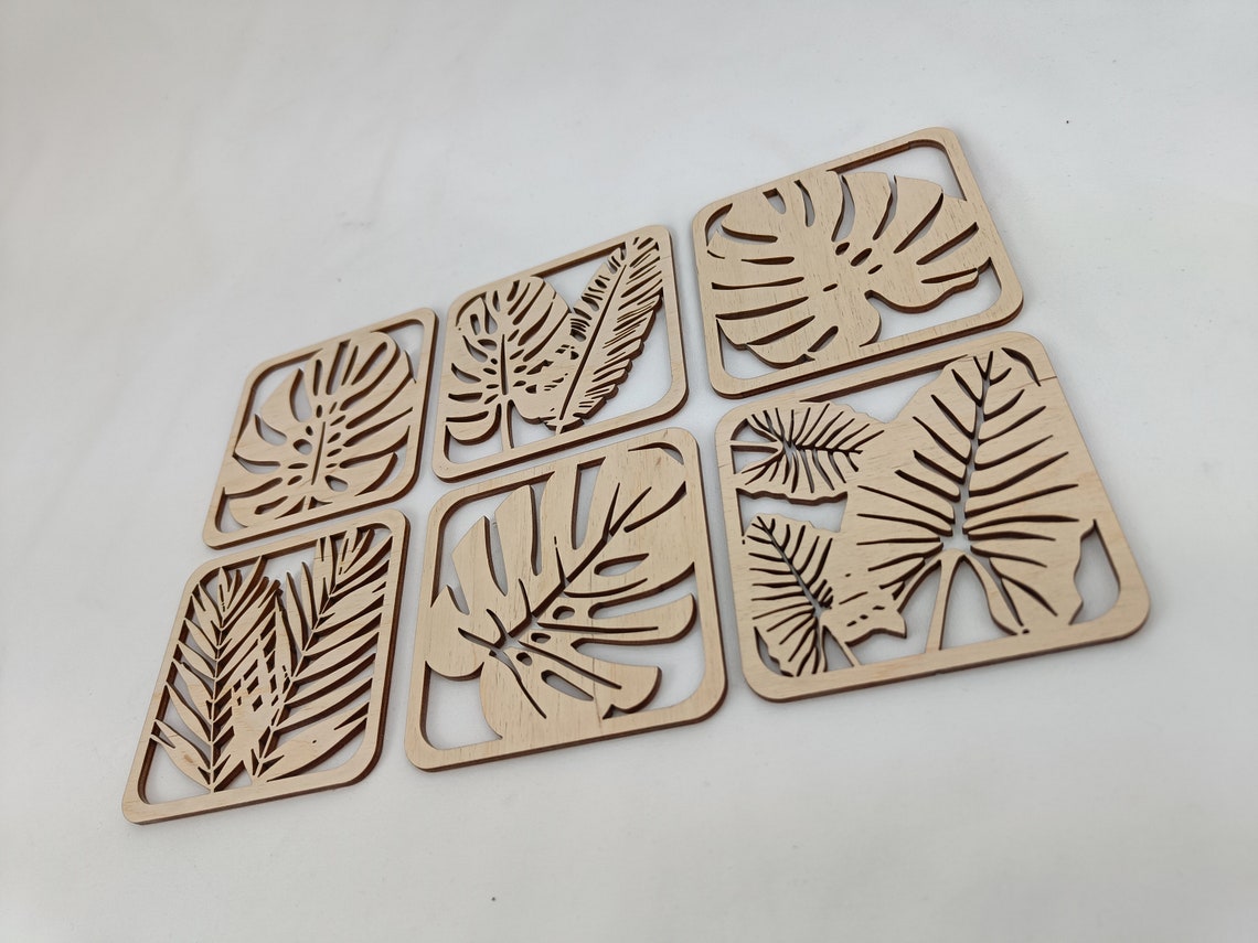 Monstera Leaf Coaster Laser Cut Files SVG, DXF, CDR, Vector Plans ...