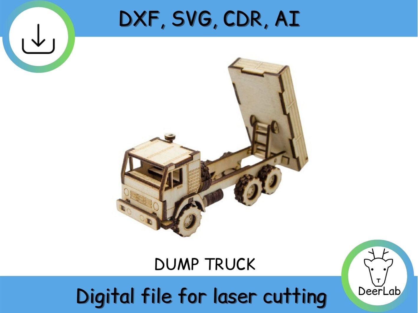 Dump Truck Toy, Laser Cut Toy Dump Truck. Laser Cut Files SVG DXF CDR ...