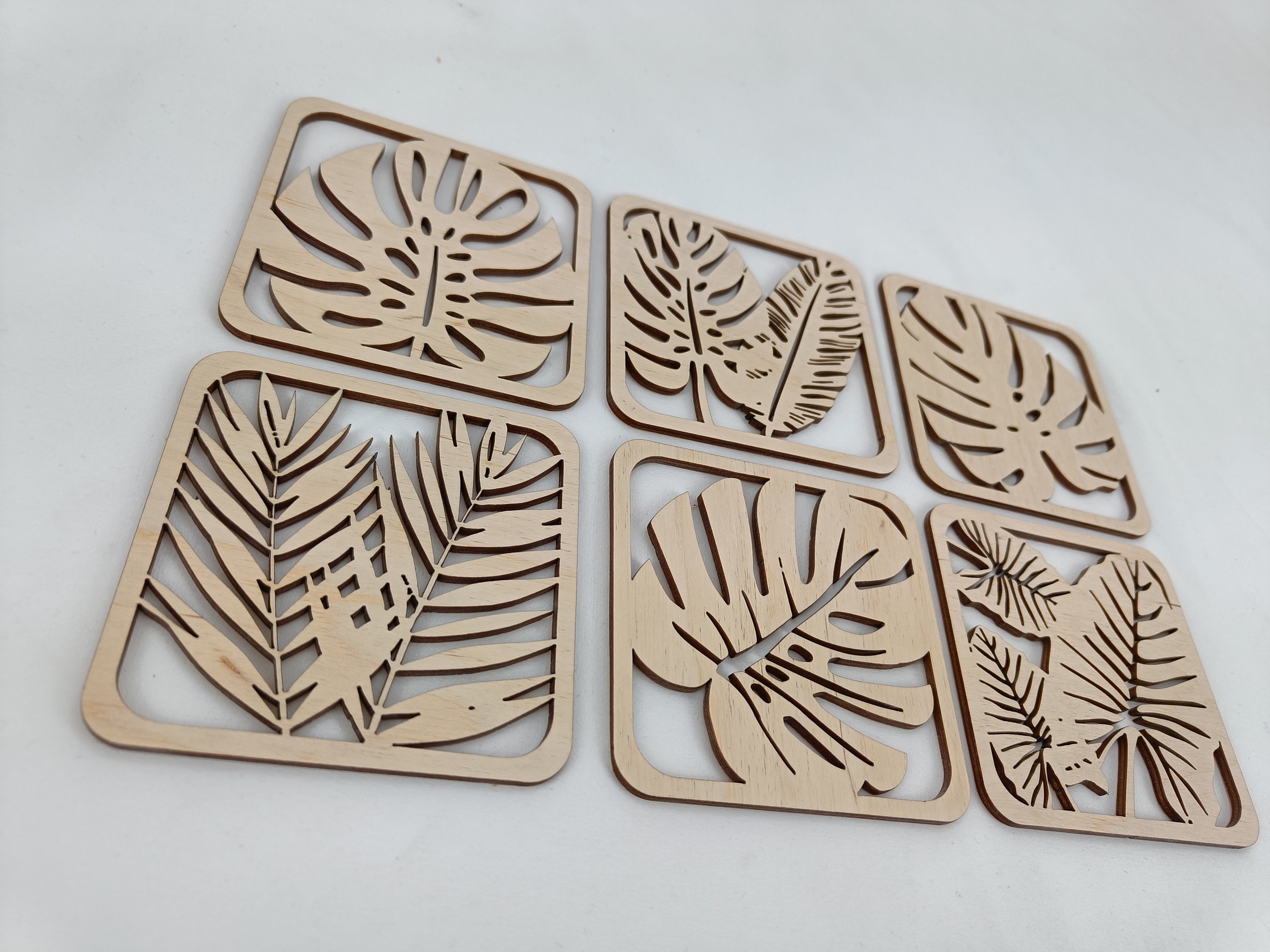 Monstera Leaf Coaster Laser Cut Files SVG, DXF, CDR, Vector Plans ...