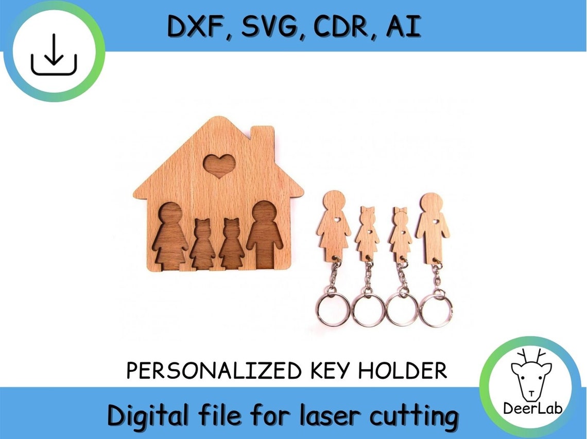 SVG Wall Home Keychain Key Holder Laser Cut Template. Cnc - Etsy