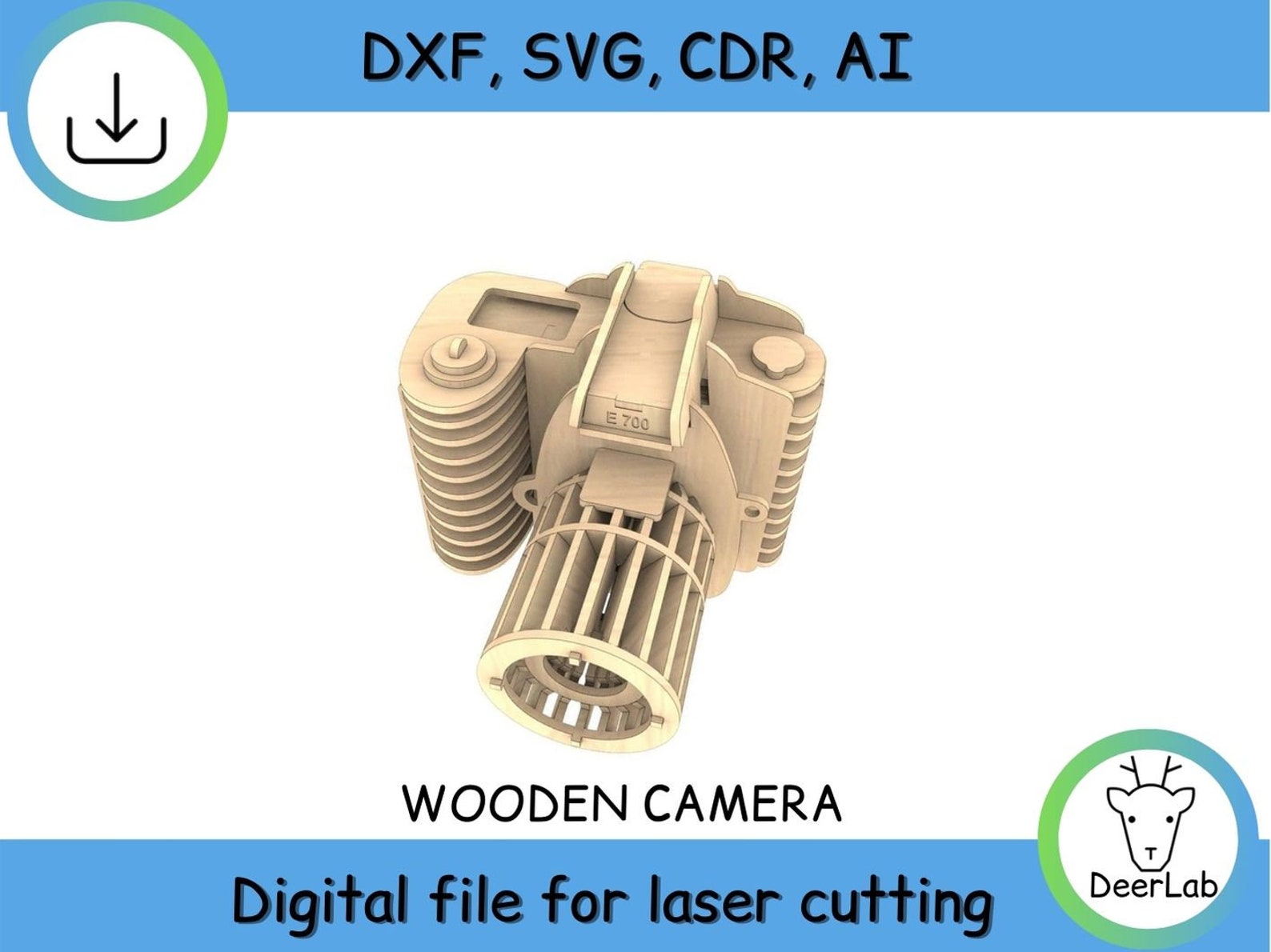 Camera Wooden Model.laser Cut Files SVG, DXF, CDR, Vector Plans. Files ...