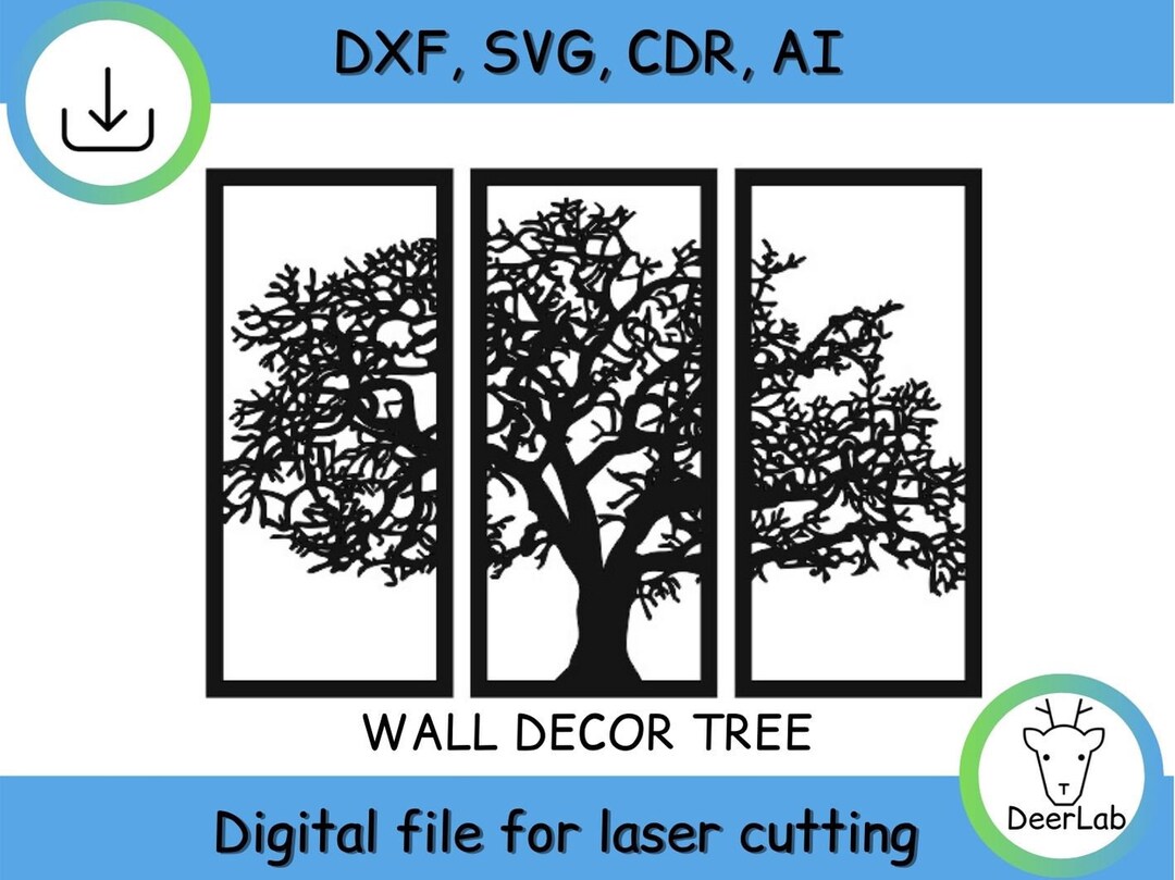 Tree Panel Wall Art Vector Model - Svg Dxf Files-tree Panel Svg Instant ...
