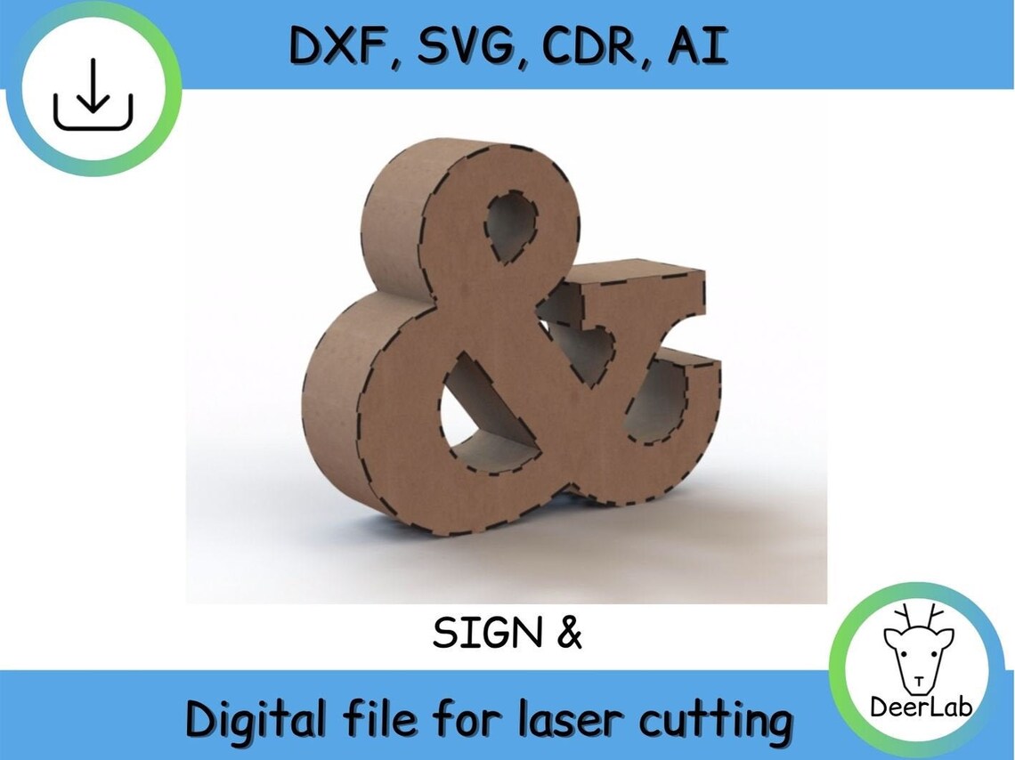 3D Letter, &, And, Project for Laser Cut - Cnc Files (DXF / SVG / Ai ...
