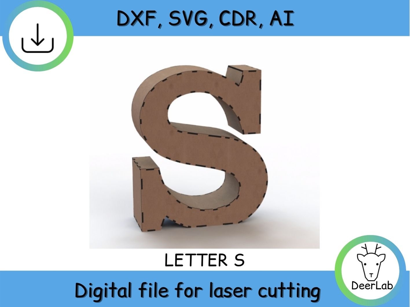 3D Letter, S, Project for Laser Cut Cnc Files DXF / SVG / Ai /CDR ...