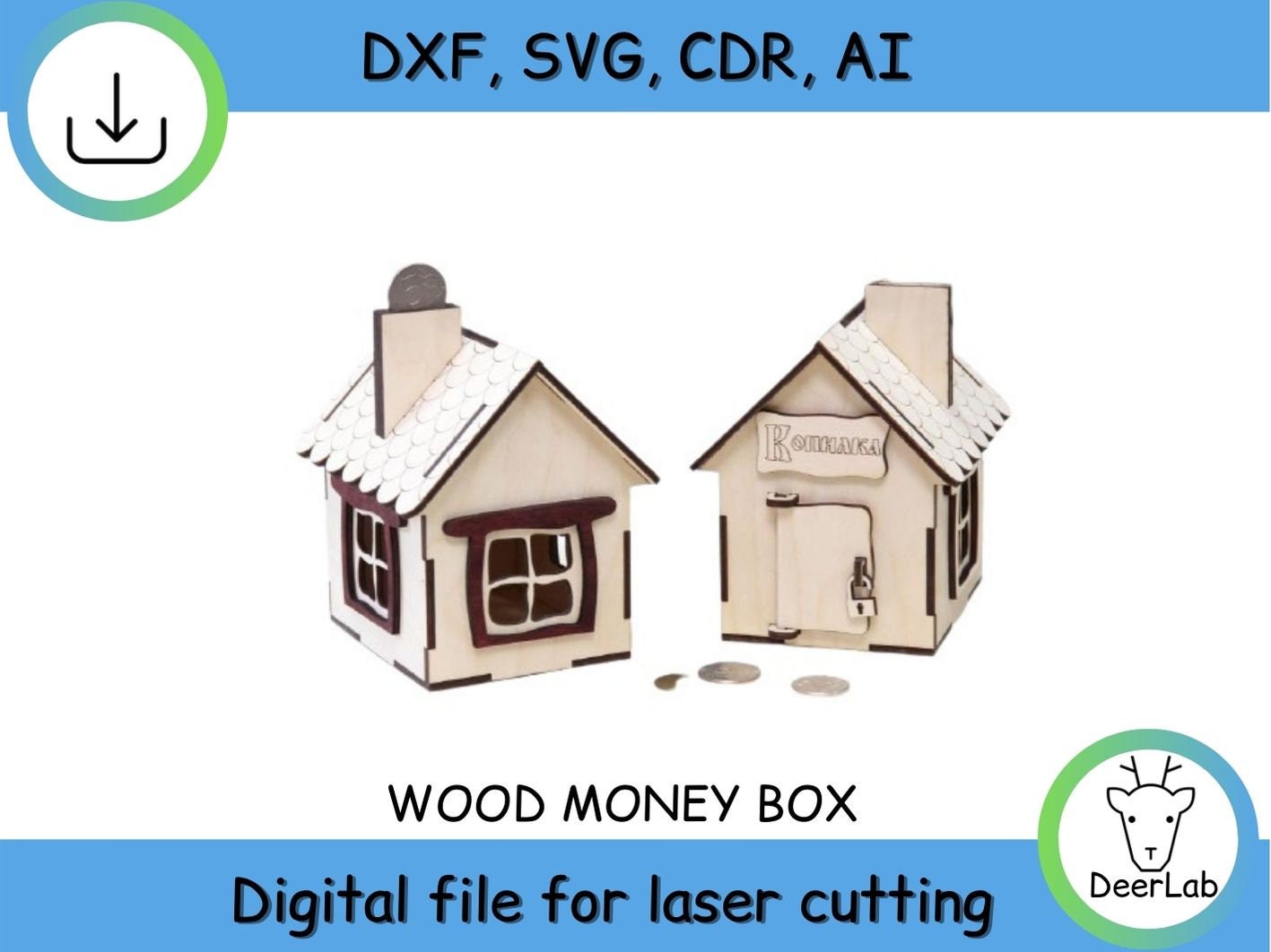 Piggy Bank House. Vector Model SVG DXF, Cnc Wood, Woodworking Plans ...