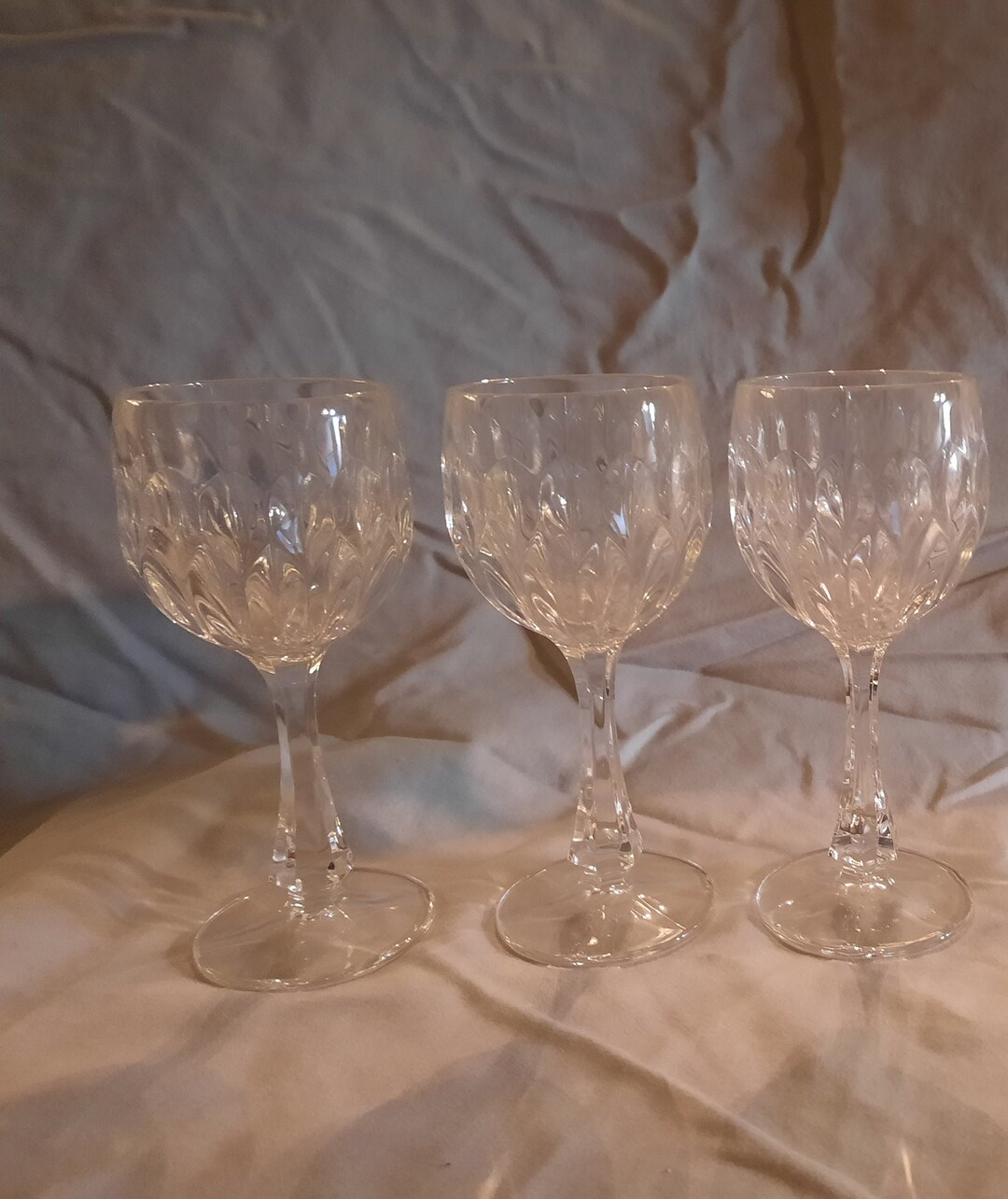 Vintage Antique German Cut Fine Crystal Stemmed Wine or Drink Glasses ...