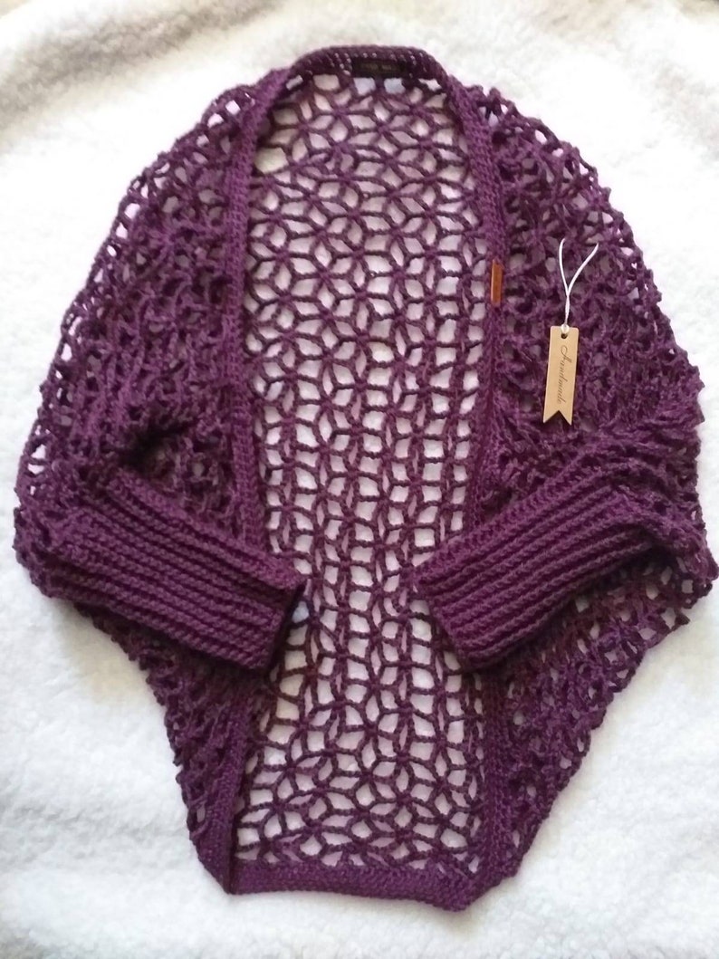 Chaqueta estilo kimono de ganchillo-crochet. Cardigan. Cocoon. Mujer ...