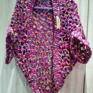 Chaqueta estilo kimono de ganchillo-crochet. Cardigan. Cocoon. Mujer ...