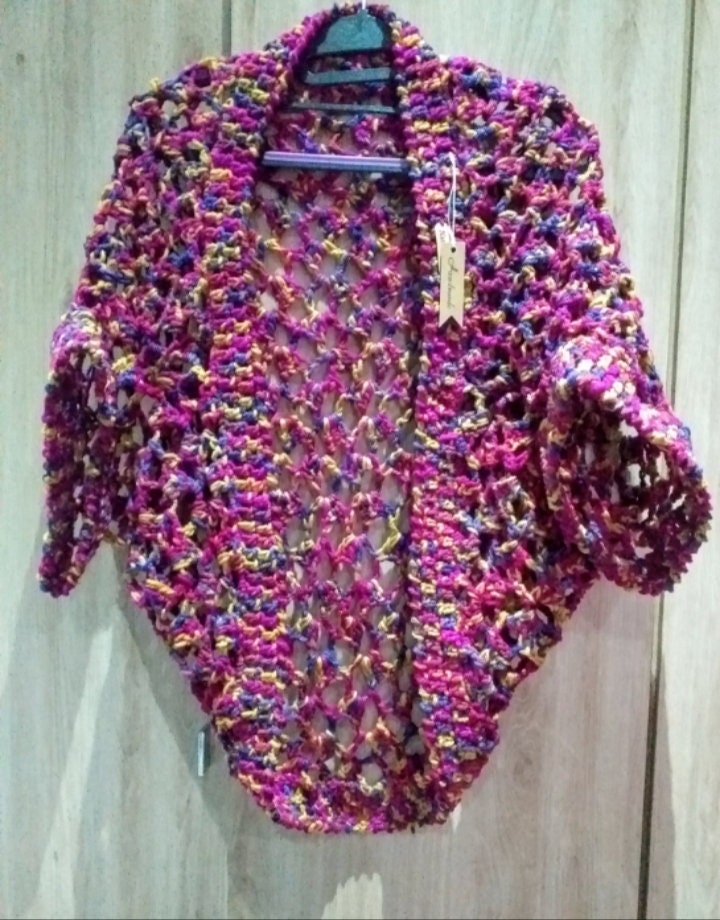 Chaqueta estilo kimono de ganchillo-crochet. Cardigan. Cocoon. Mujer ...