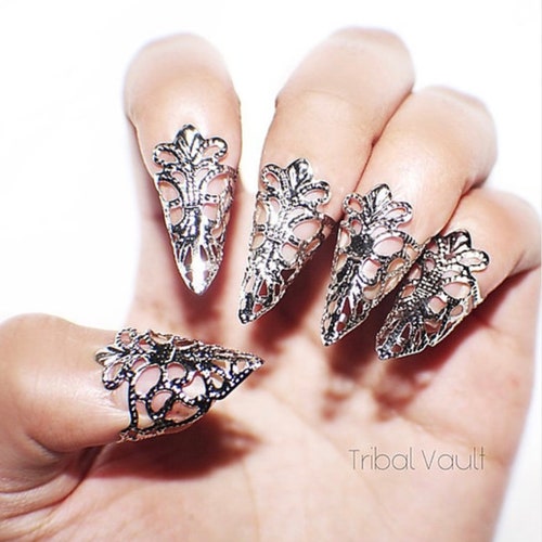 Fingernail Silver Pointer Finger Claw Nail Ring Armor / Finger - Etsy