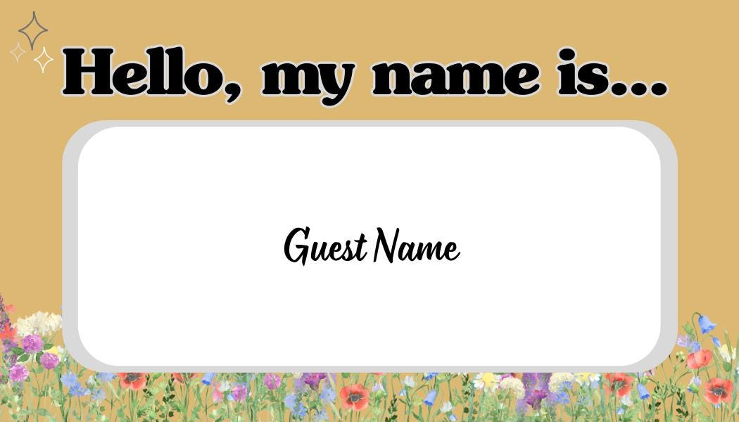 Editable Name Tag Place Card Template | Floral “hello My Name Is” Canva ...