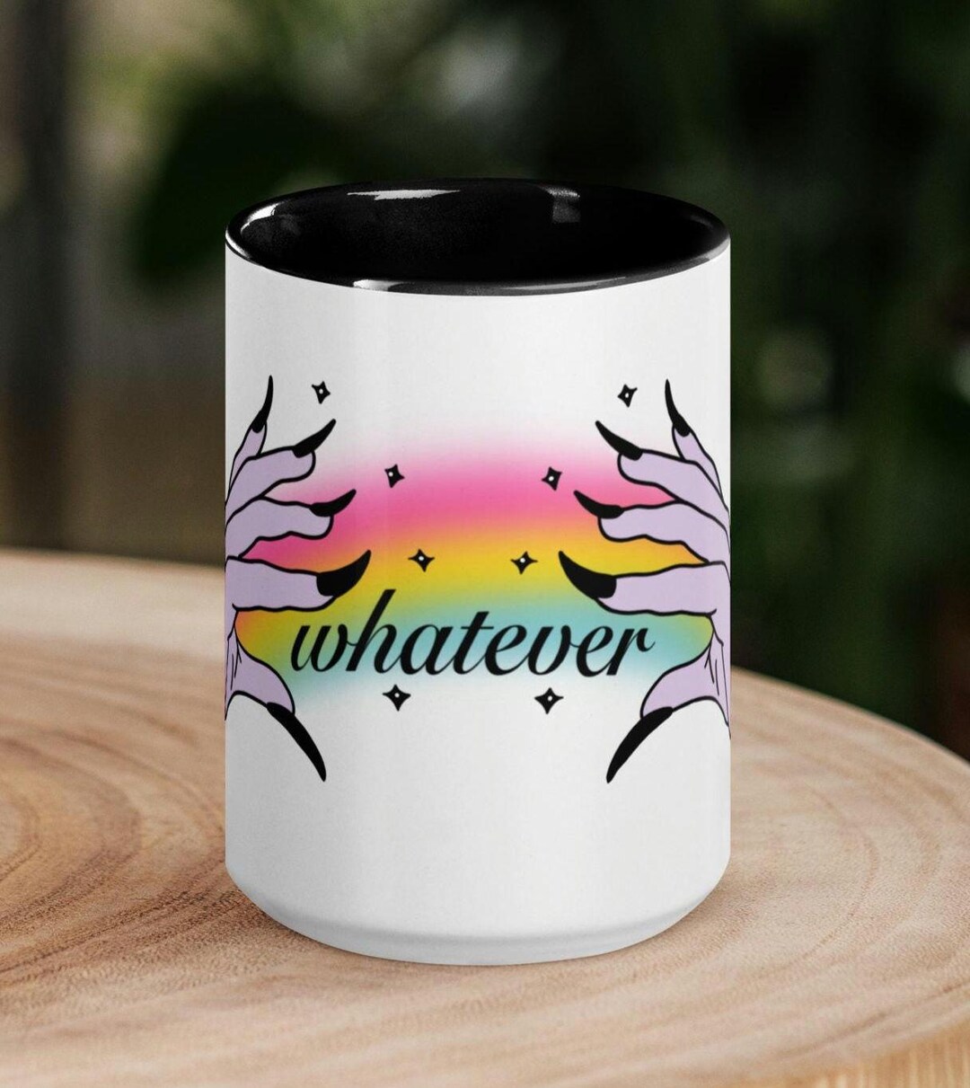 Witch Hands Whatever Rainbow Mug With Color Inside Queer Attitude Sassy ...